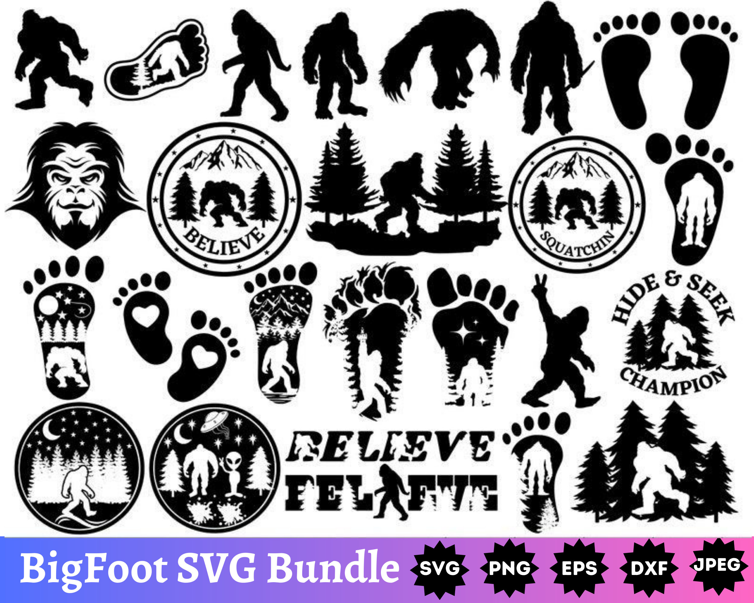 Big Foot SVG Bundle Camping SVG Mountain SVG Sasquatch Svg Yeti Svg ...