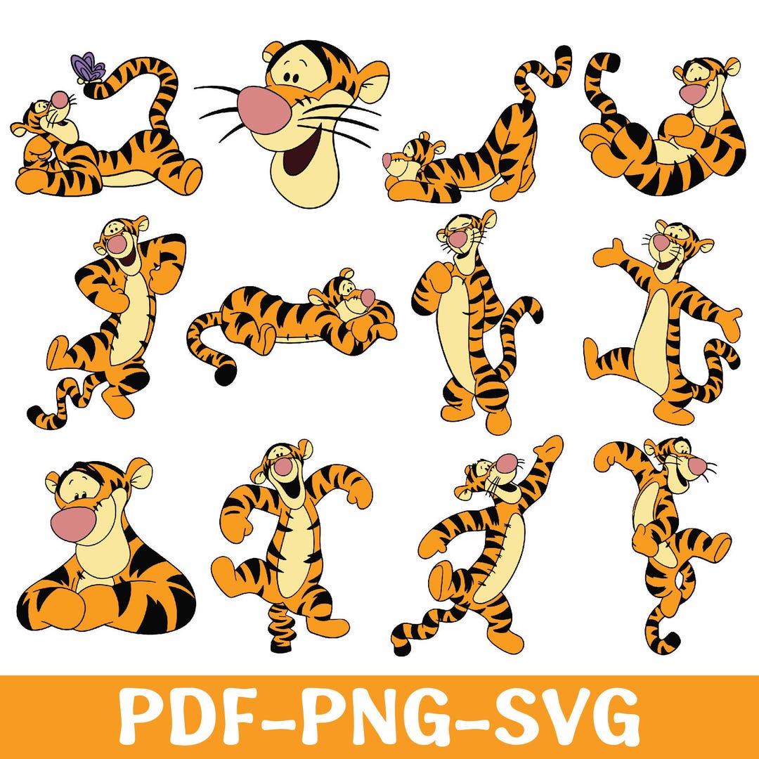 Tigger Svg Bundle, Tigger Cricut, Tigger Cut File, Tigger Face Svg ...