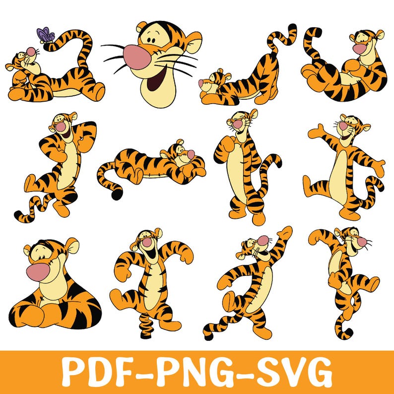 Tigger Svg Bundle, Tigger Cricut, Tigger Cut File, Tigger Face Svg ...