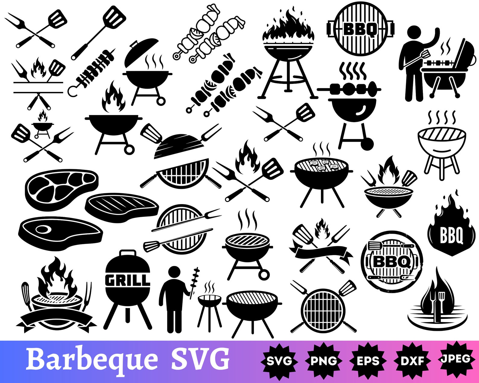 Barbeque SVG Bundle BBQ Svg Grilling Svg Kitchen Svg Bbq Clipart Food ...