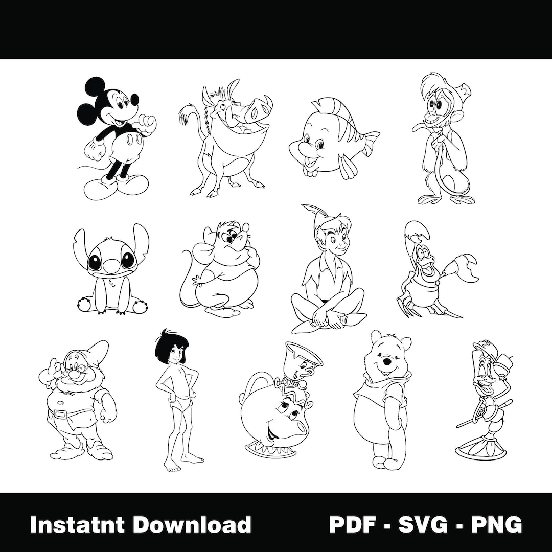 Bundle Cartoon Coloring Pages, Trendy Digital Sheets, Coloring Pages ...