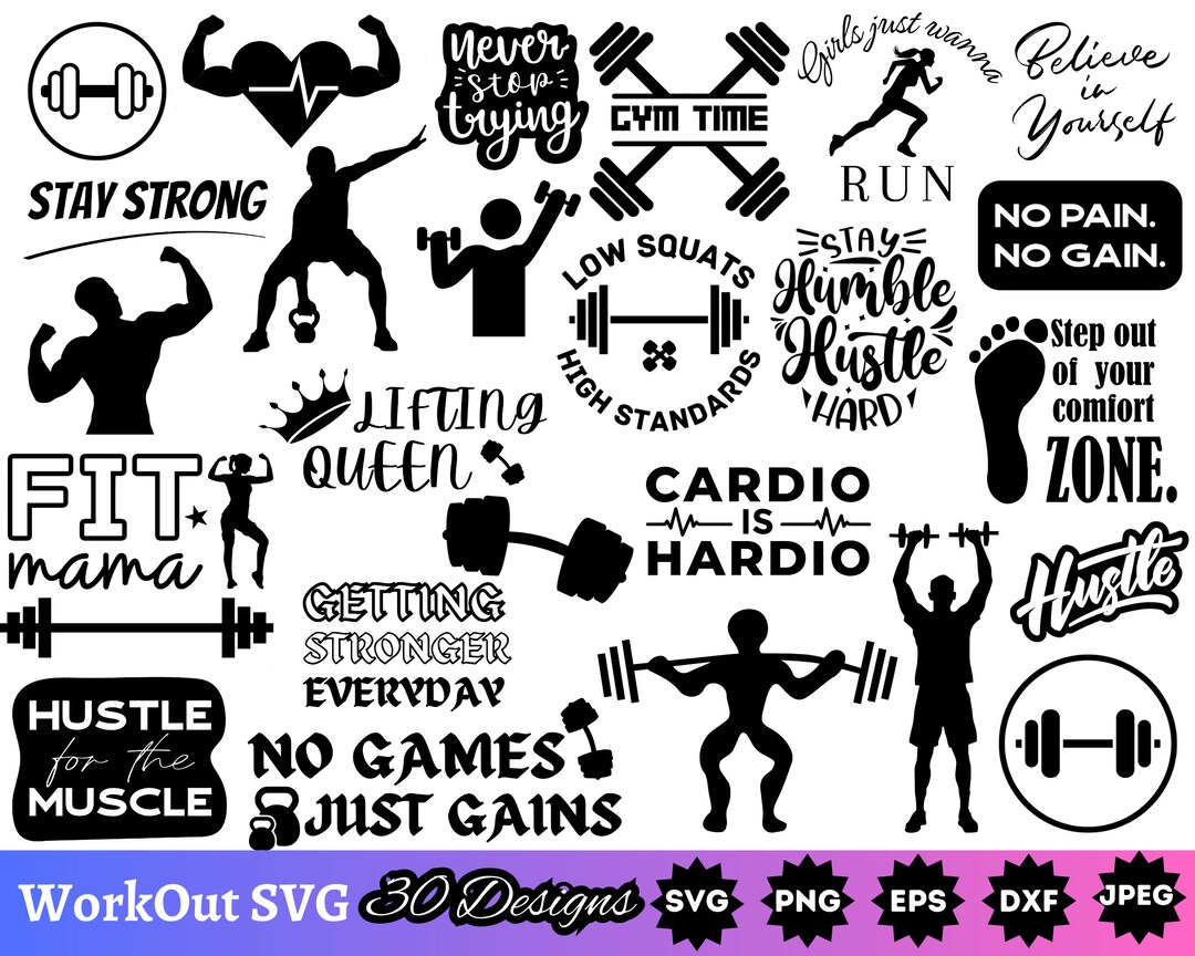 Workout SVG Bundle Gym SVG Fitness Mom SVG Funny Workout Svg Gym Quotes ...