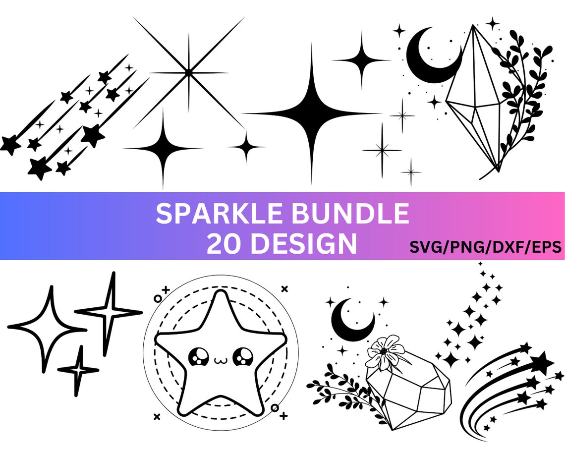 Sparkle SVG Glitter Vector Shiny Clipart Sparkling Graphics Bling SVG ...