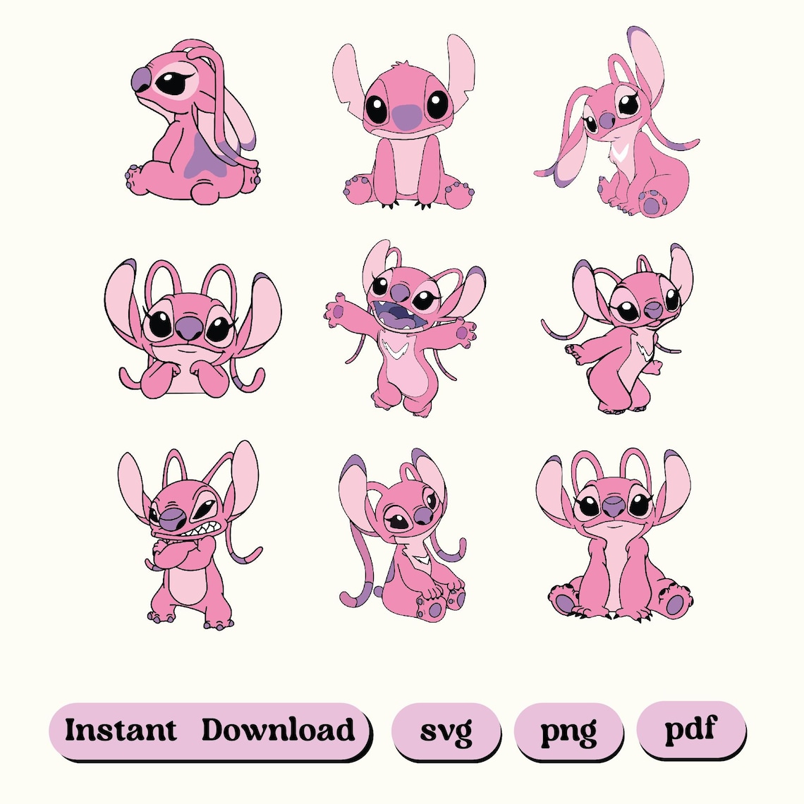 Stitch and Angel SVG Bundle, T-shirt Graphics (digital Download) - Etsy