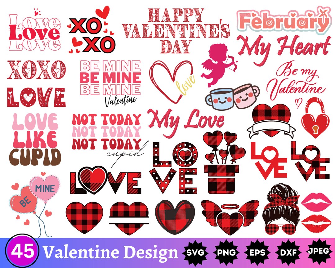Valentines SVG Bundle Love SVG Heart SVG Valentine Svg Valentines Shirt ...