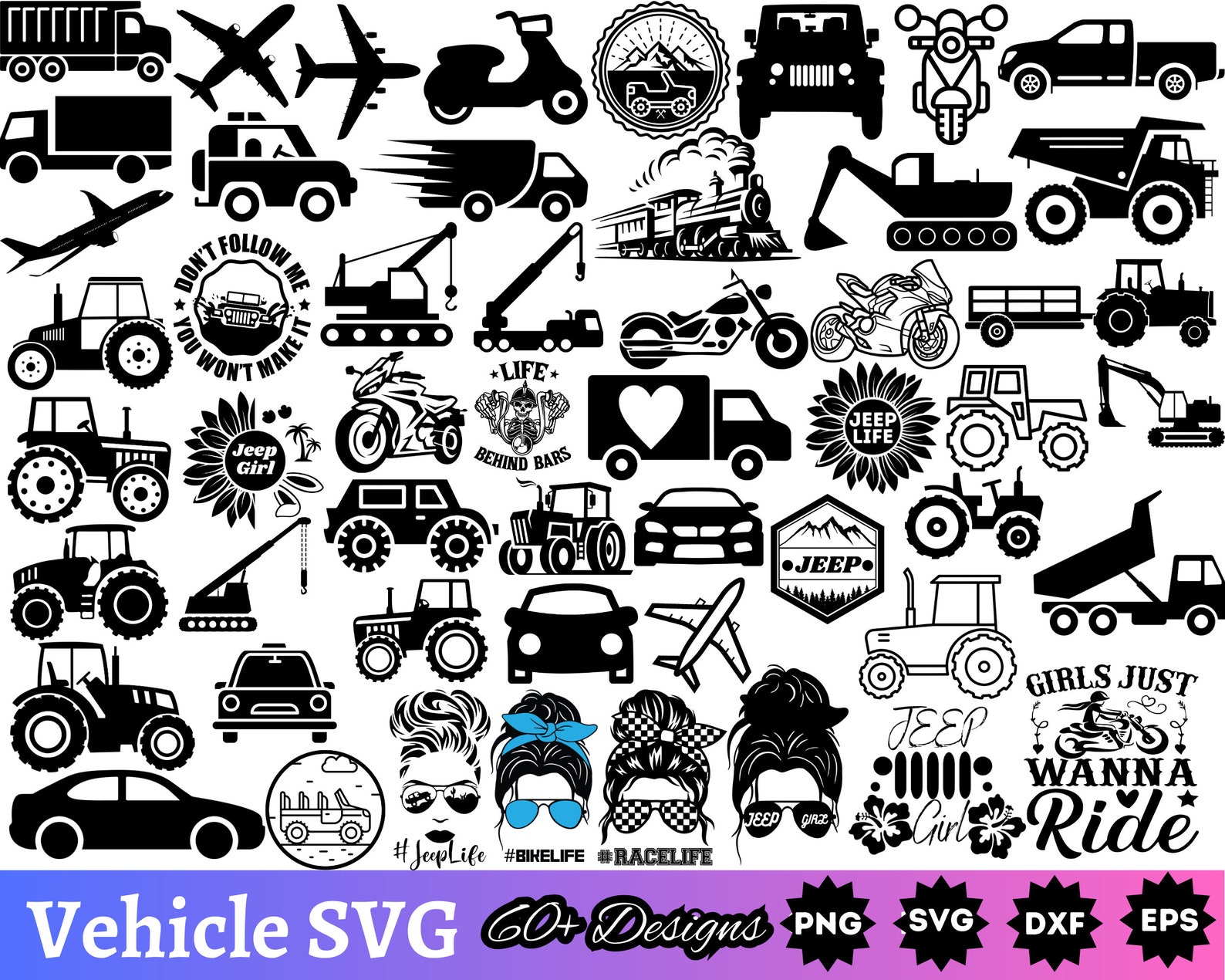 Vehicles SVG Transportation SVG Tractor SVG Motorcycle - Etsy