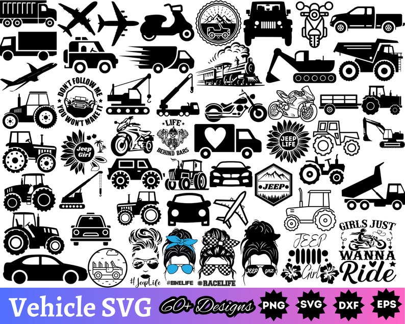 Vehicles SVG Transportation SVG Tractor SVG Motorcycle - Etsy