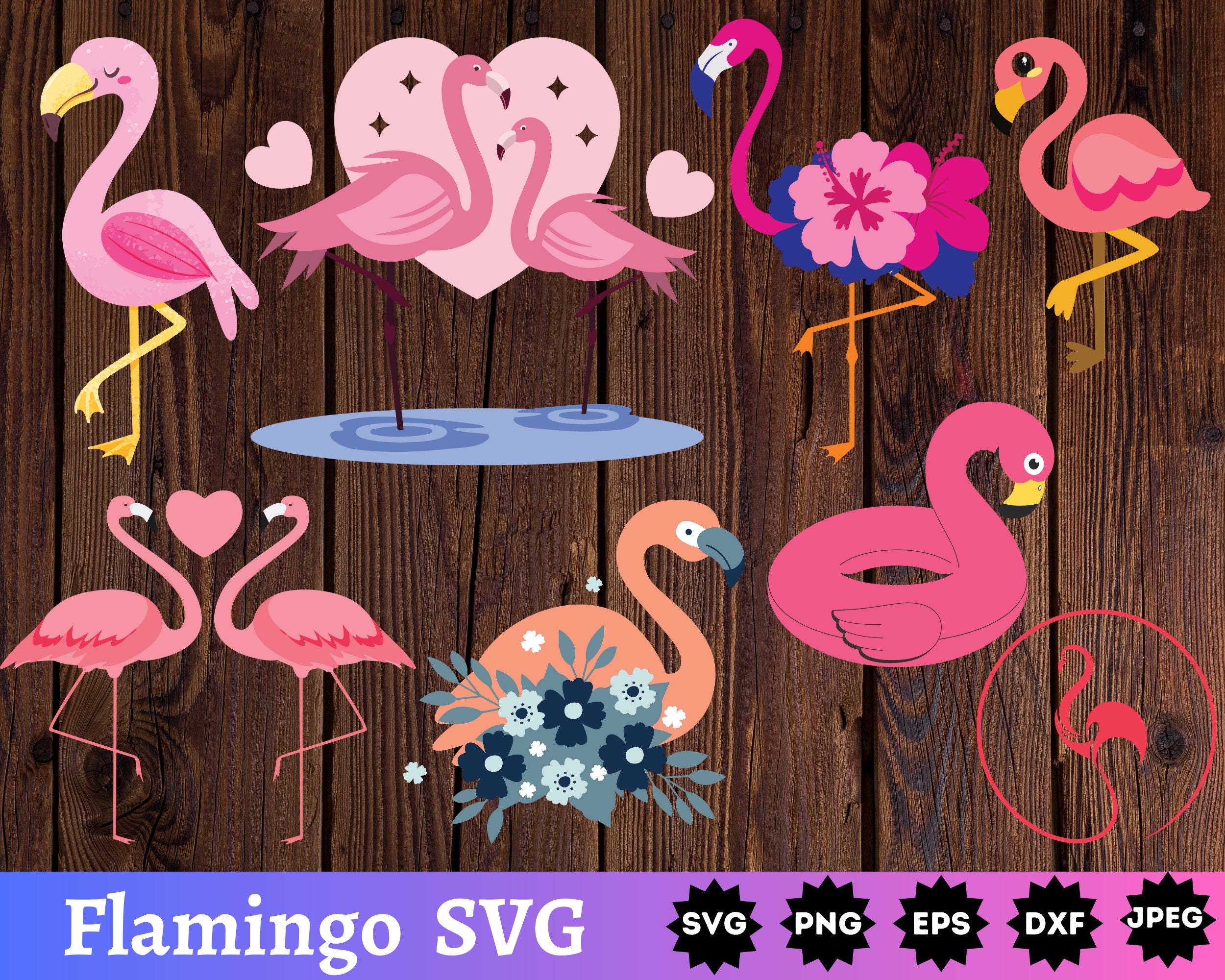 Flamingo SVG Tropical Bird Clipart Flamingo Clipart Pink Flamingo SVG ...