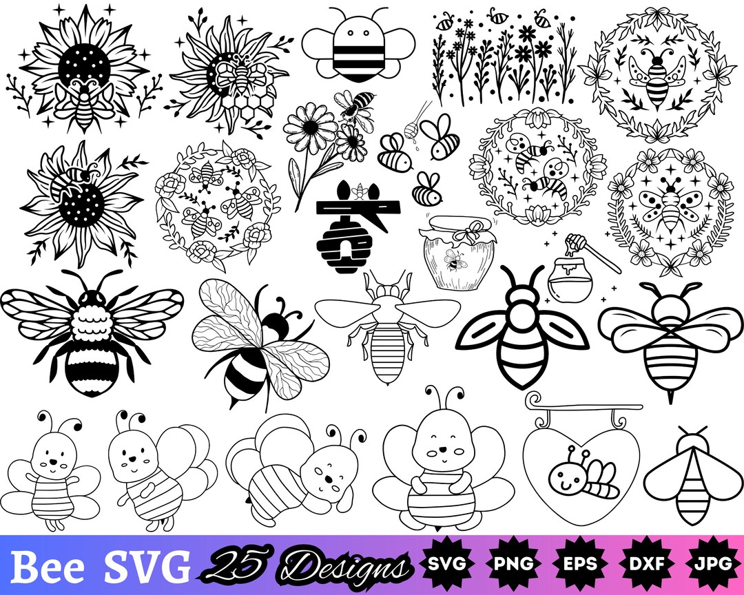 Bee SVG Bundle Honey Bee SVG Circle Frame SVG Bee Clipart Queen Bee Svg ...