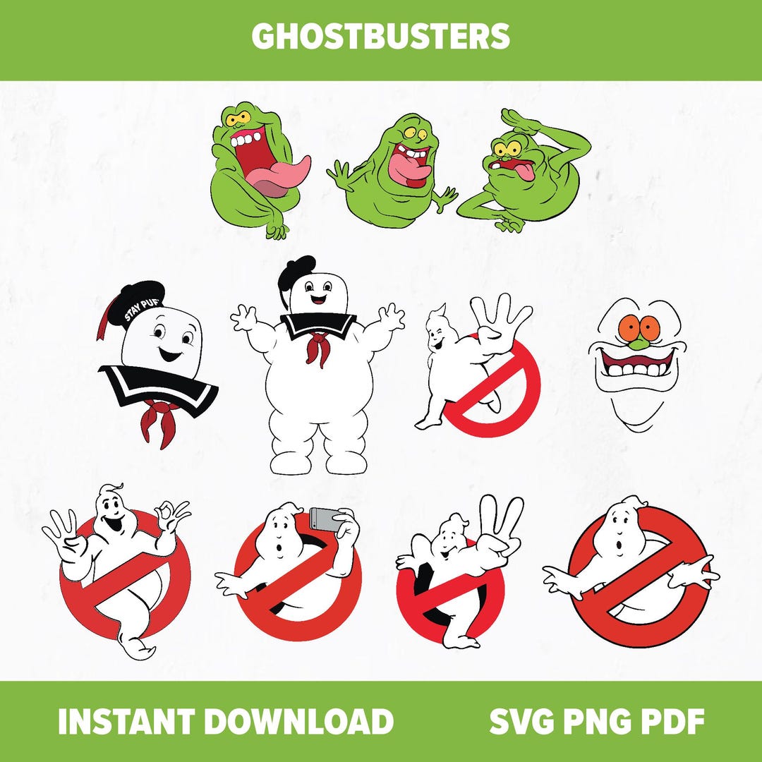 Ghostbusters Clipart Bundle, Slimer PNG, SVG, Digital Files (instant ...