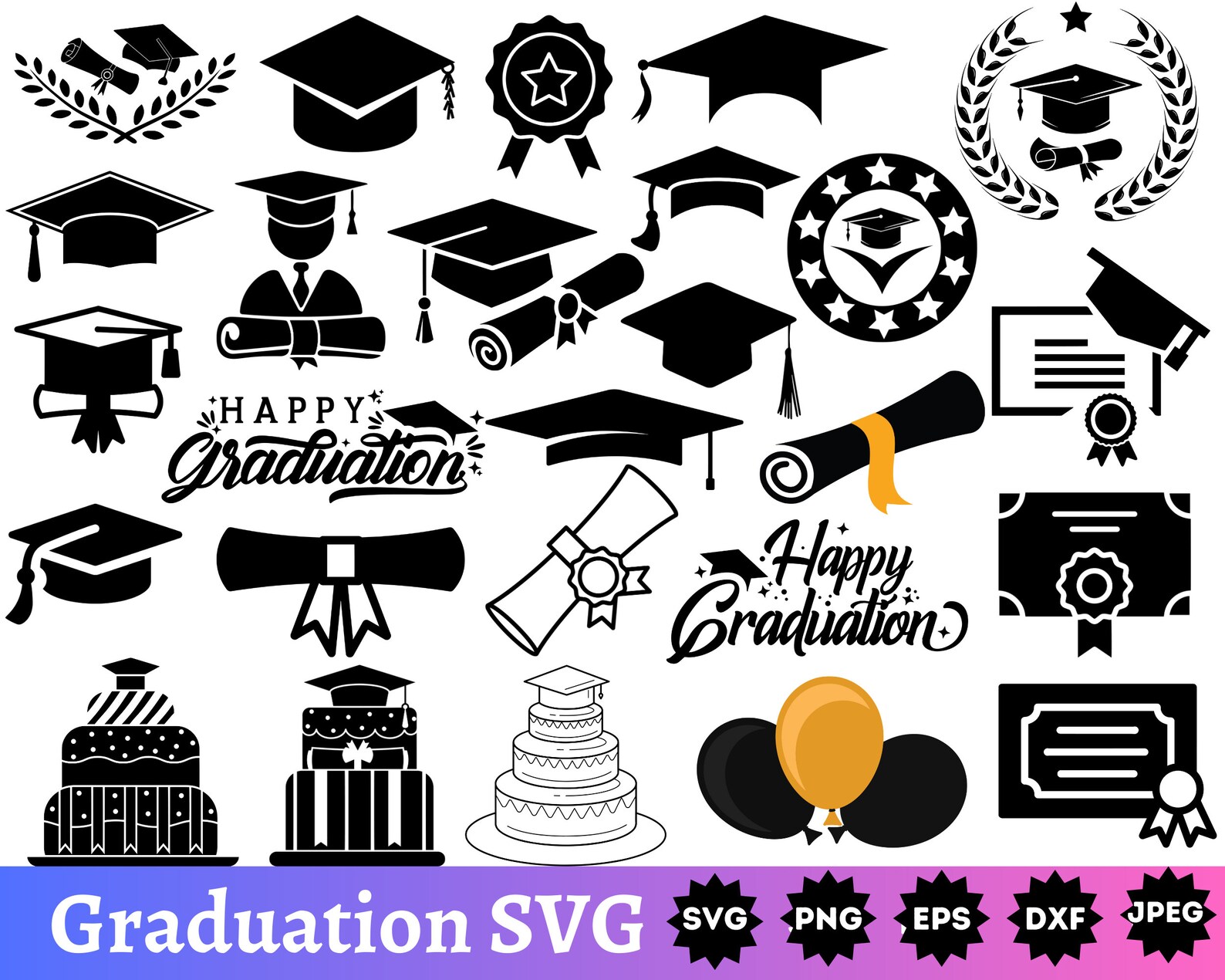 Graduation SVG Graduation Cap SVG Senior SVG Graduation Silhouette ...