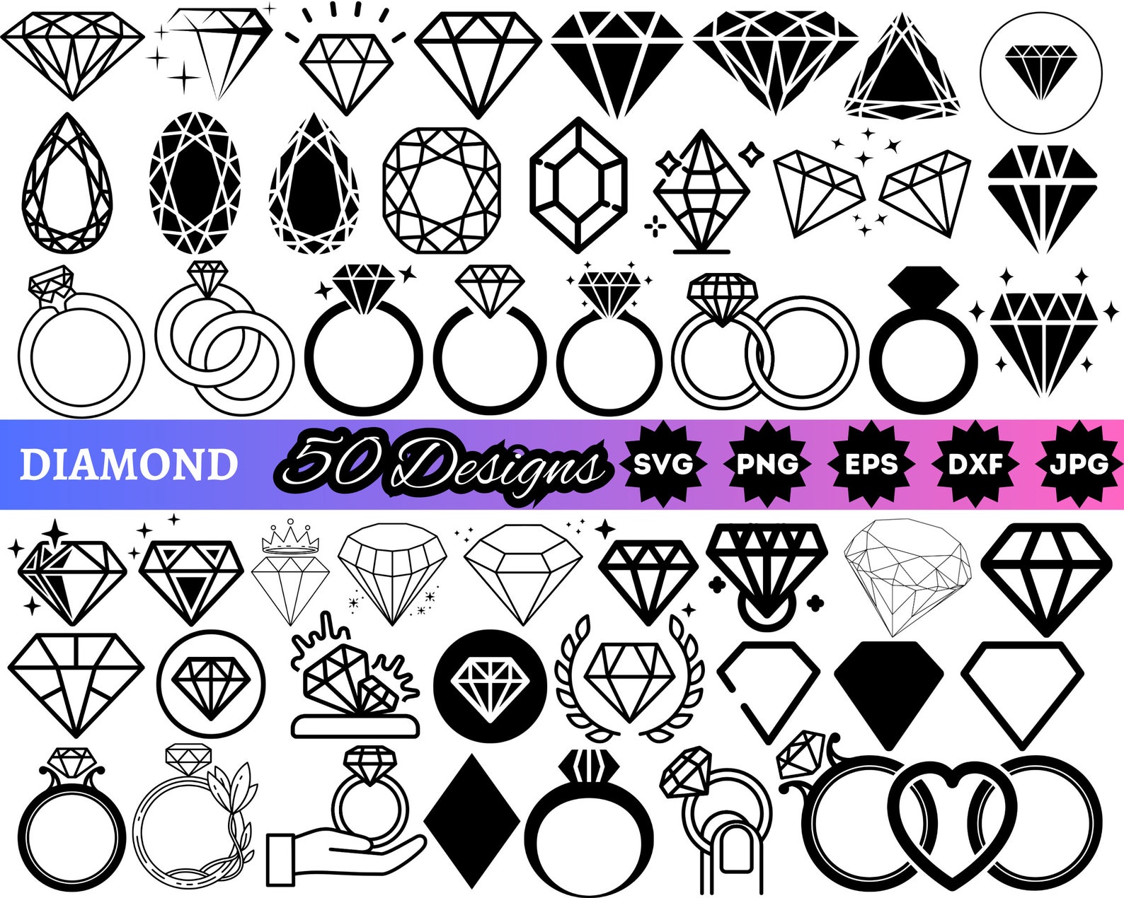 Diamond SVG Diamond Clipart Diamond Ring SVG Diamonds Svg Wedding Svg ...