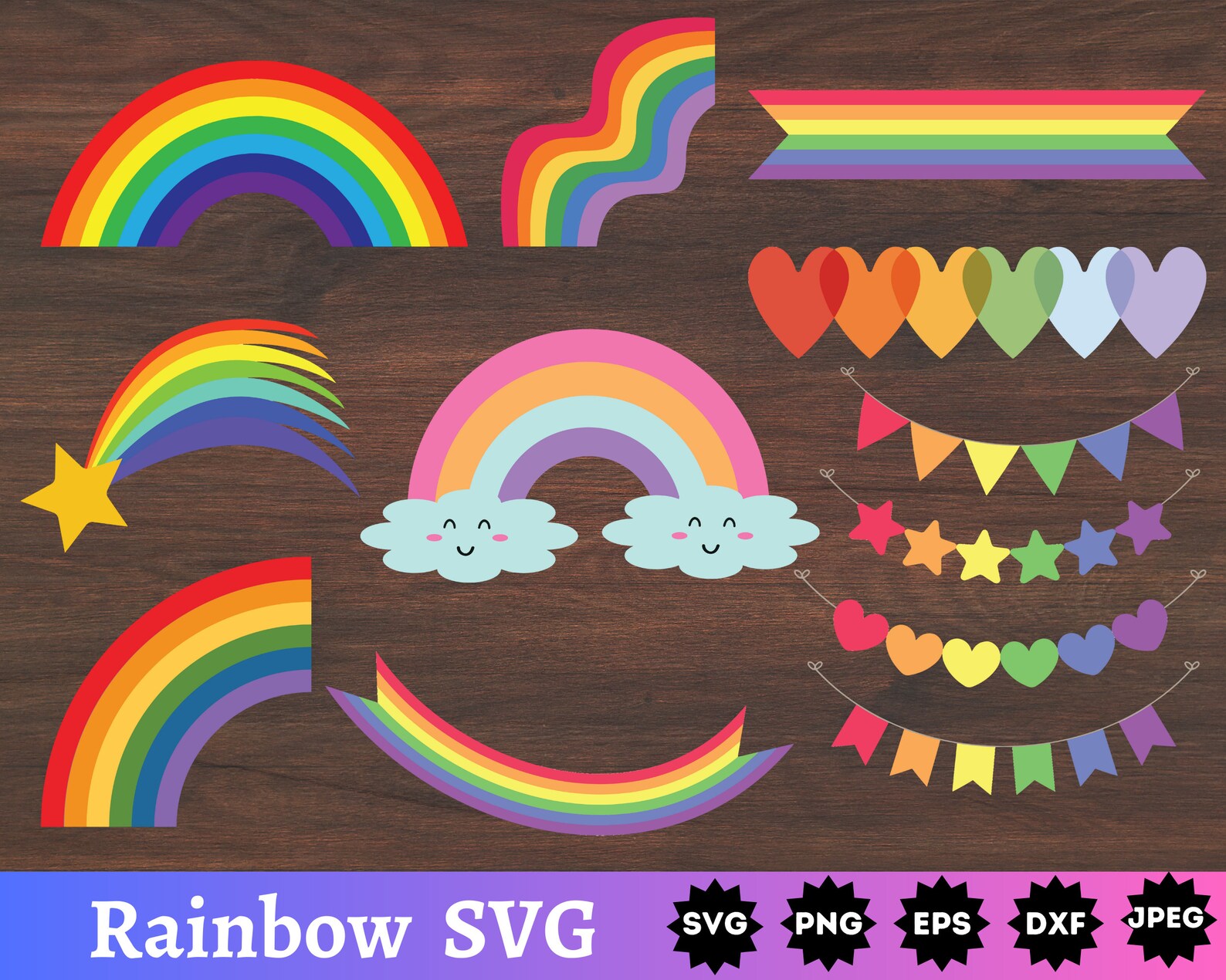 Rainbow SVG Bundle Sun SVG Cloud SVG Weather Svg - Etsy