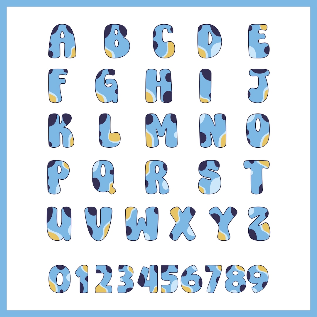 Blue Dog Alphabet With Numbers Svg, Designs Easy to Use Cartoon ...