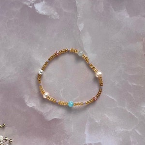 Jade Nebula: Green Jade Sparkly Gold Glass Bead Bracelet | Purple Rice ...