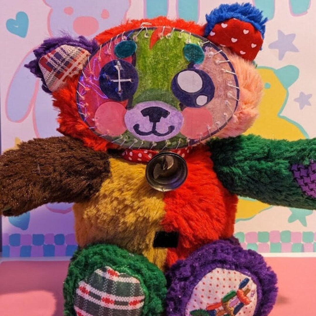 Patches the Bear 8-inch Plushie Modified Face Upcycled Artwork - Etsy
