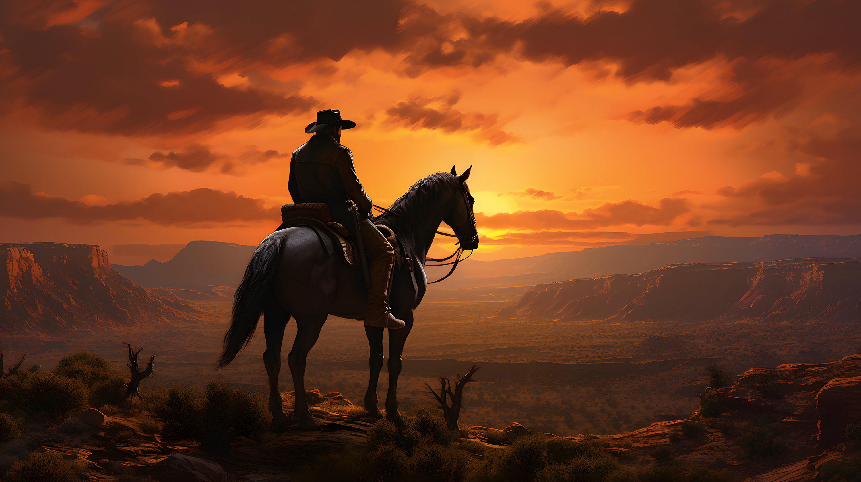 Cowboy Sunset Background Collection 4K - Wallpaper Pack, Background ...
