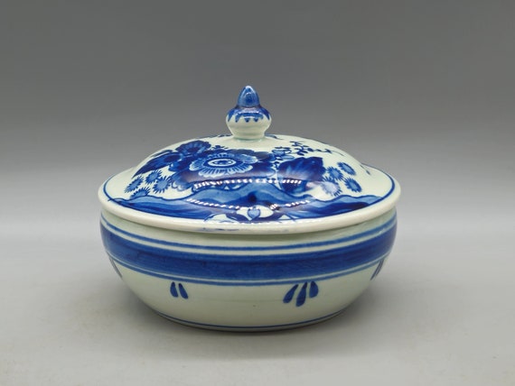 Vintage Delfts Blue Holland Round Container / Box | D… - Gem