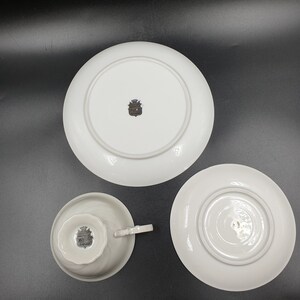 1950s Hutschenreuther & Händel Germany Blue and White Porcelain Tea Trio Set With Gold Details ...