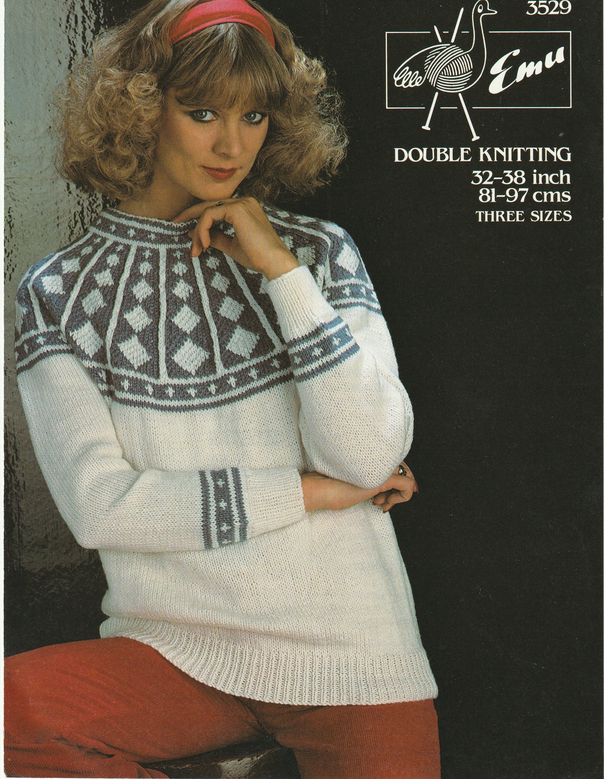 Emu 3529 Sweater With Fair Isle Yoke, Women's Winter Sweater Vintage ...
