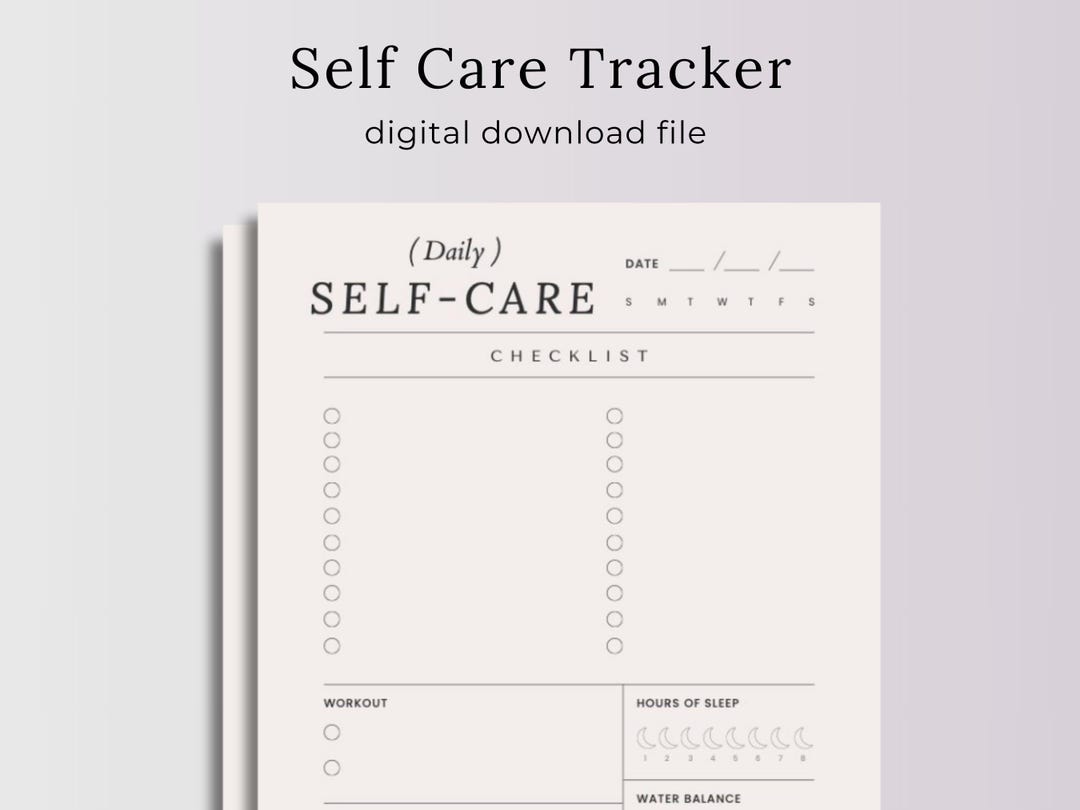 Daily Self Care Tracker, Instant Download File, Organize Self Care ...