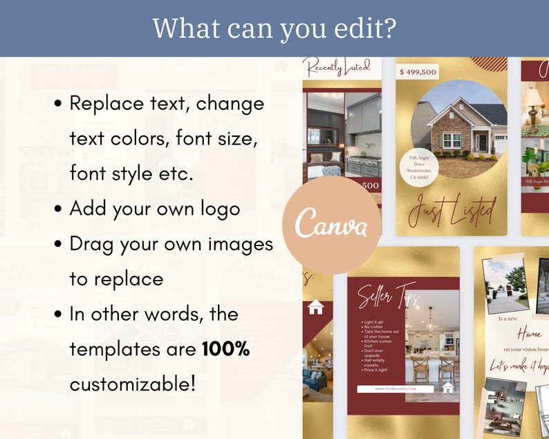 200 Real Estate Agent Social Media Template Bundle Luxury Gold Etsy