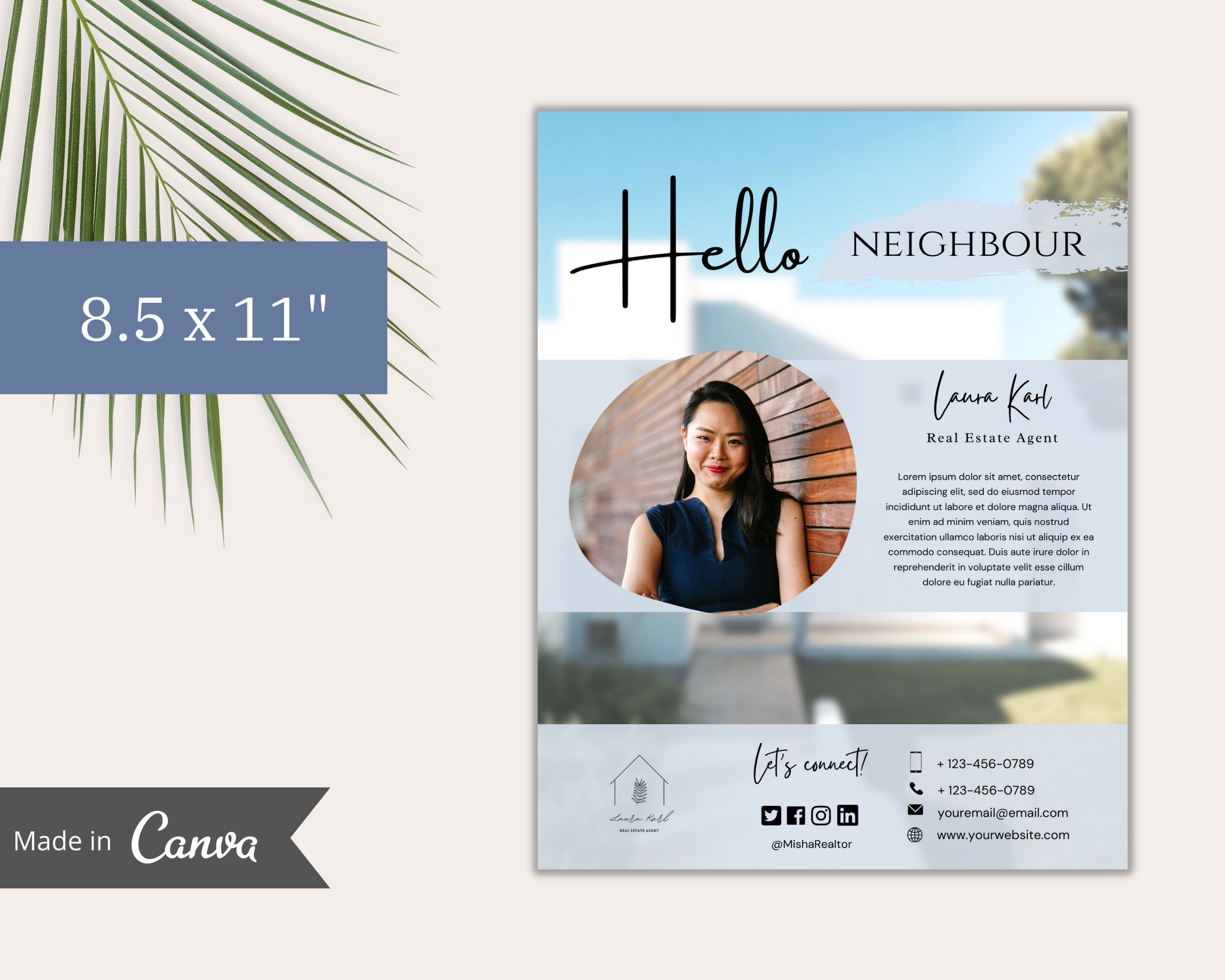 Real Estate Agent Introduction Flyer Template | Realtor Hello Neighbour ...