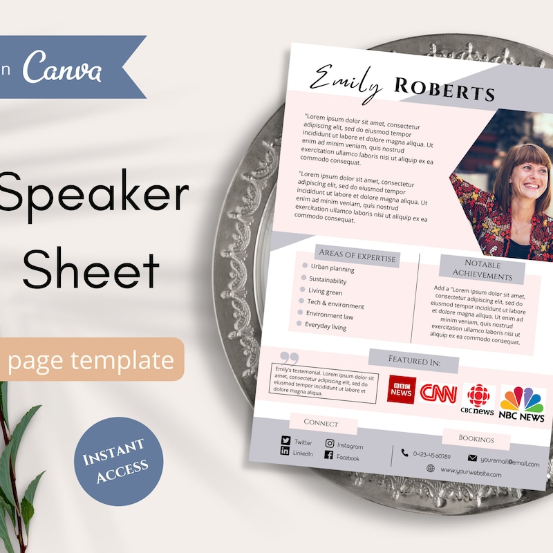 Speaker One Sheet - Etsy