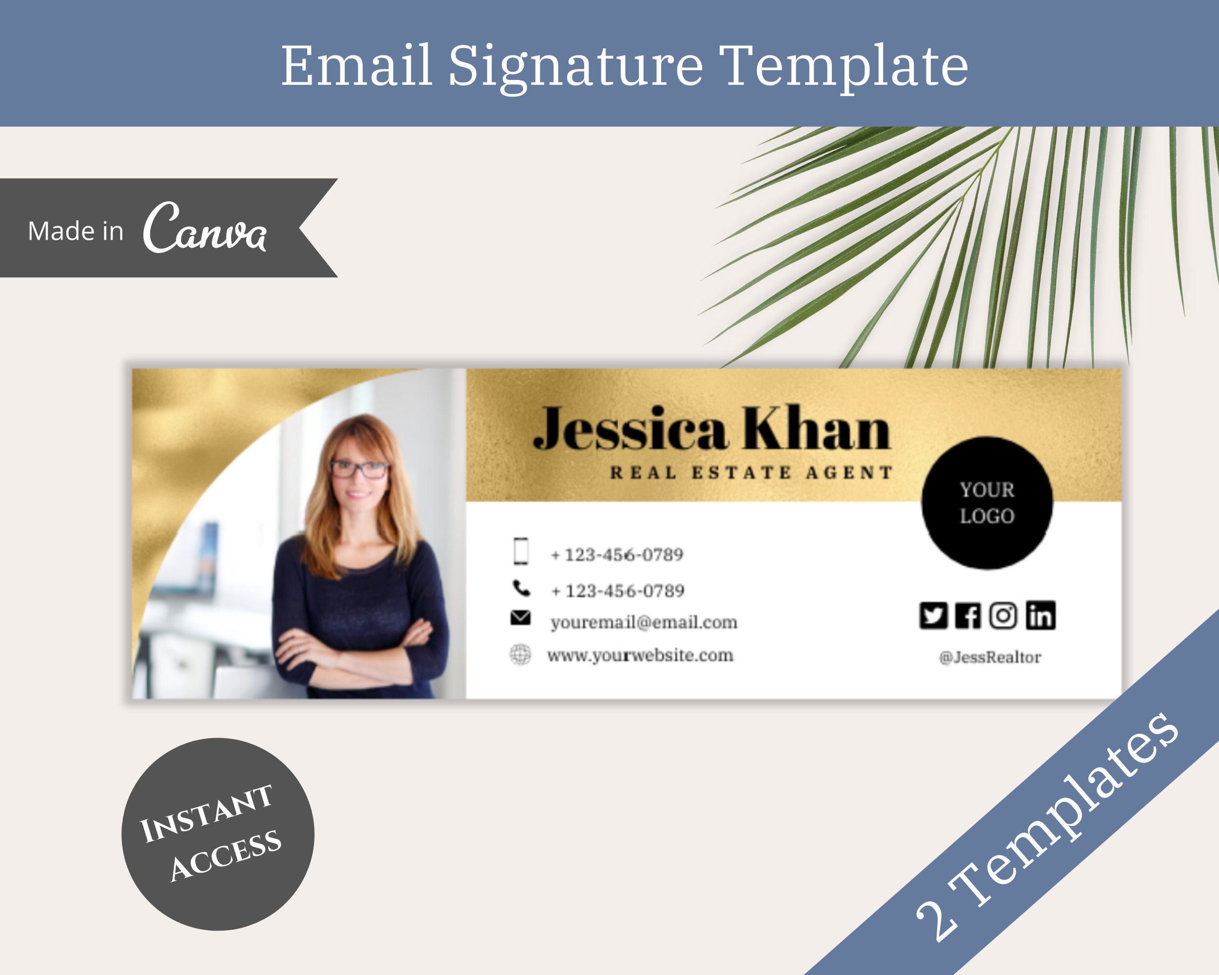 Gmail Gold Real Estate Email Signature Template Luxury Email - Etsy