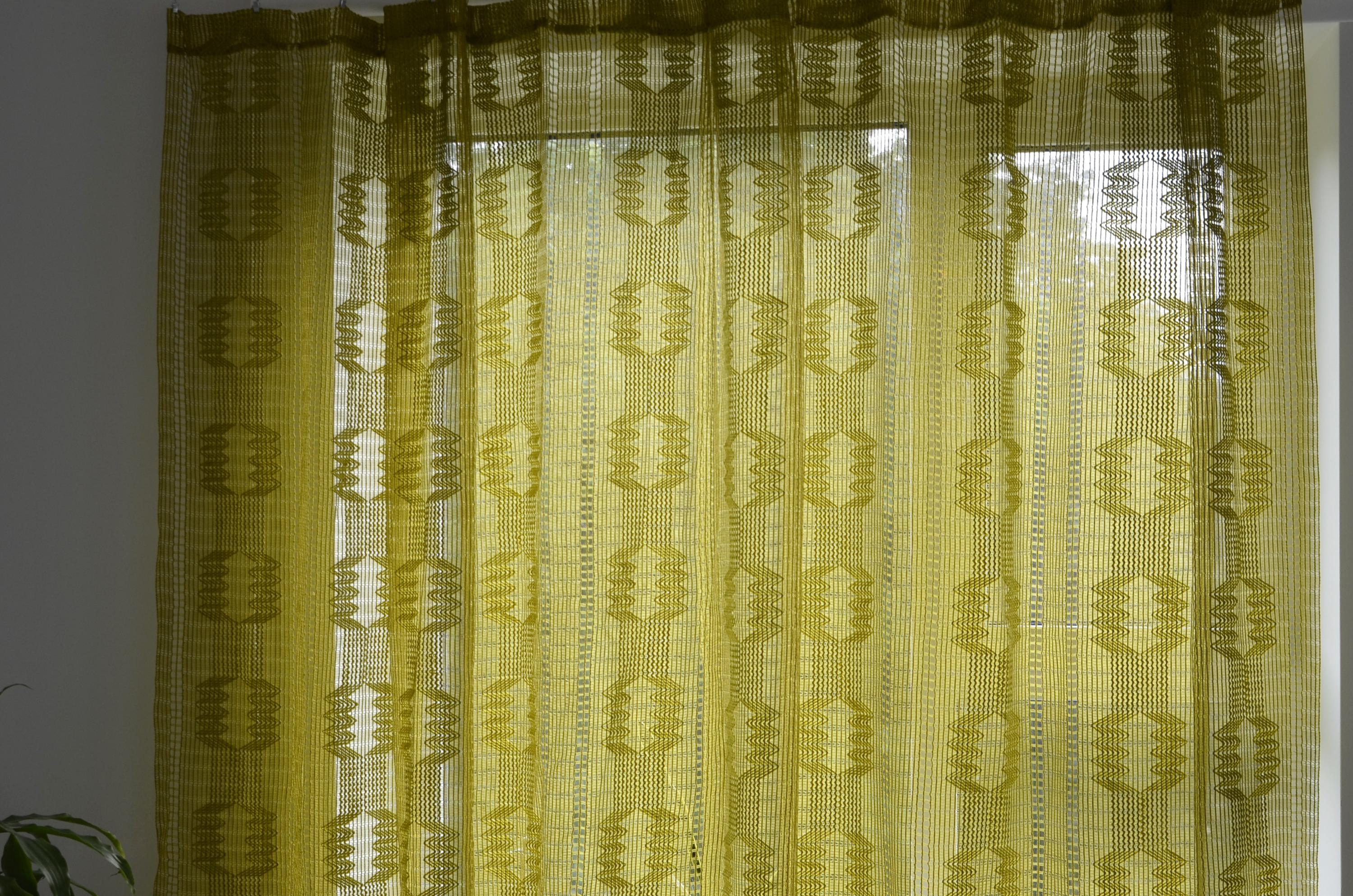 Vintage Net Curtains Green Pair of Two Panels Vintage 70s Retro Drapes ...