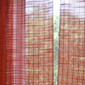 Orange Net Curtains Vintage 70s Curtains Open Weave Drapes Scandinavian ...