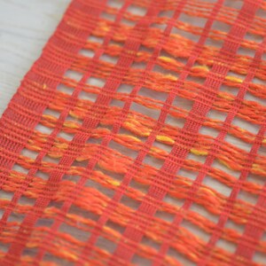 Orange Net Curtains Vintage 70s Curtains Open Weave Drapes Scandinavian ...