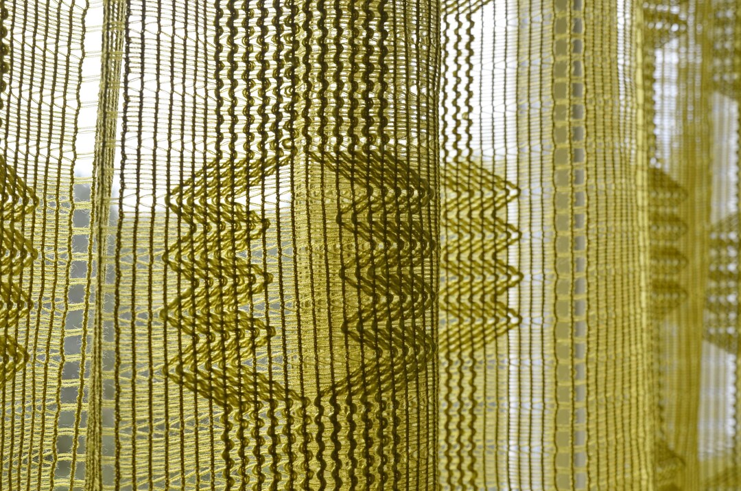 Vintage Net Curtains Green Pair of Two Panels Vintage 70s Retro Drapes ...