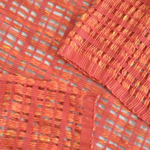 Orange Net Curtains Vintage 70s Curtains Open Weave Drapes Scandinavian ...