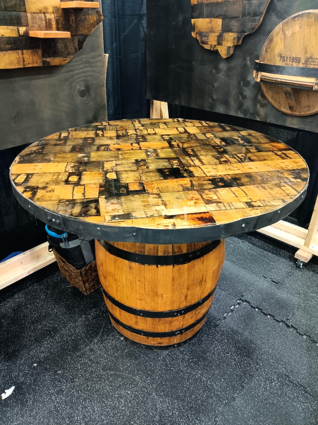 Refinished Whiskey Barrel Table: Bourbon Stave & Epoxy Resin Top - Etsy