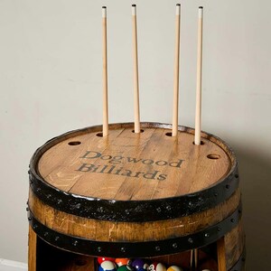 Whiskey Barrel Billiards Bar: Pool Stick & Liquor Cabinet - Etsy