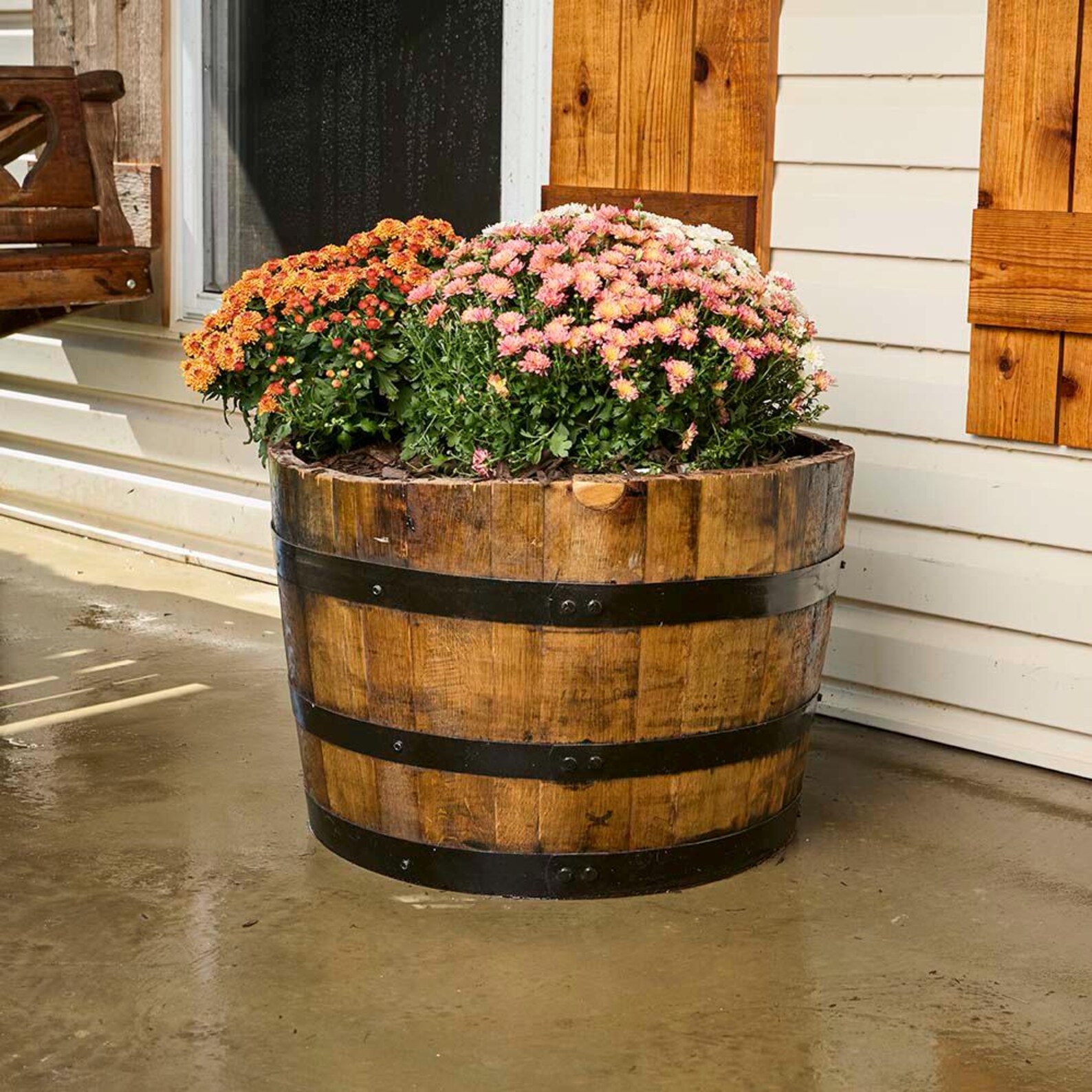 Refinished Bourbon Barrel Planter: Rustic Half Barrel - Etsy