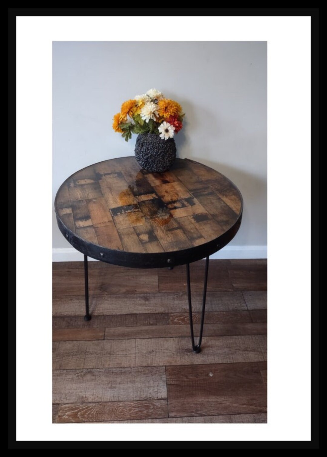 Whiskey Barrel End Table Staves and Epoxy, Bourbon Barrel End Table ...
