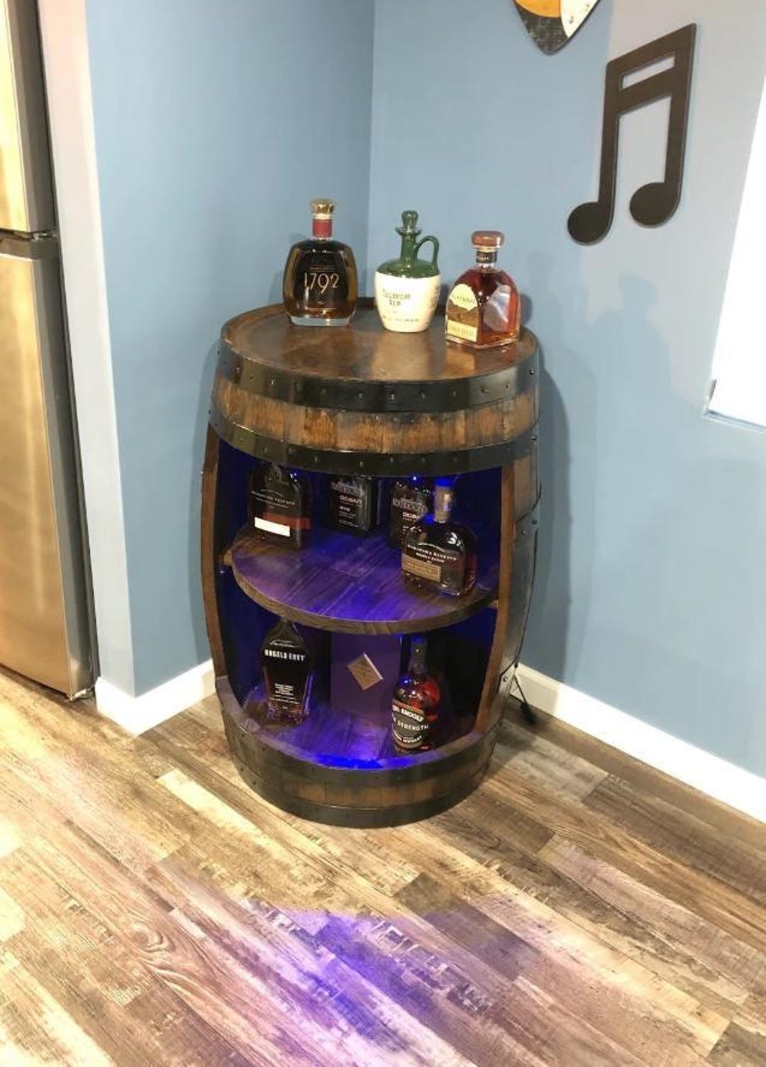 Bourbon Barrel Display Cabinet With Lazy Susan: Rustic Whiskey Bar - Etsy