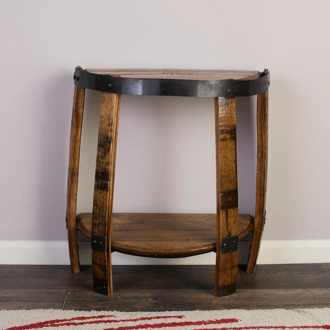 Minimalist Whiskey Barrel End Table: Half Round Design - Etsy