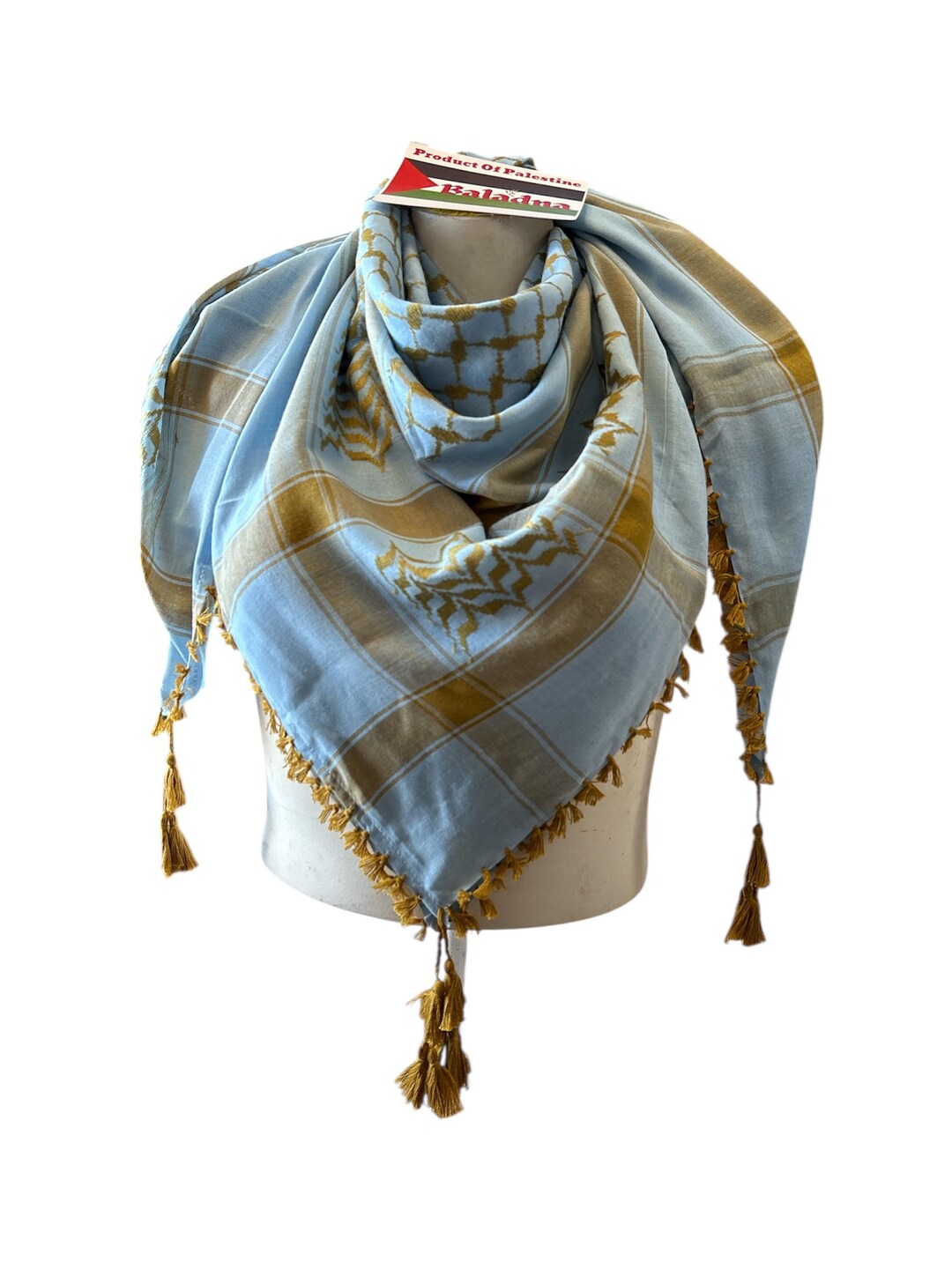 Woven Keffiyeh Gold on Blue Scarf With Tassels-48”*48” - Etsy