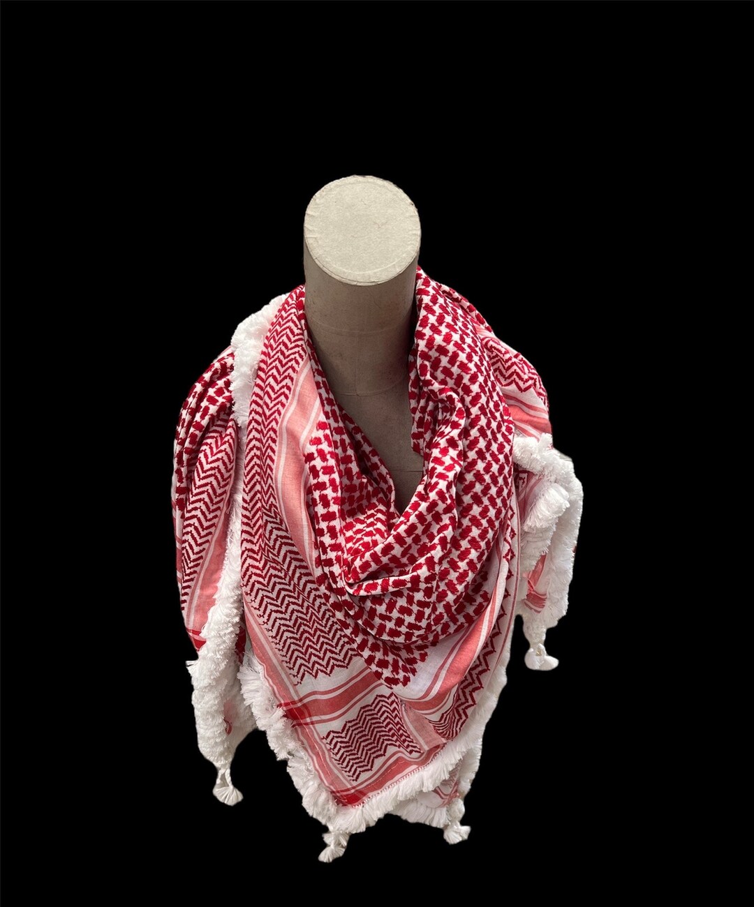 Premium Cotton Red & White Shmagh Kuffiyeh. Handmade in Jordan ...