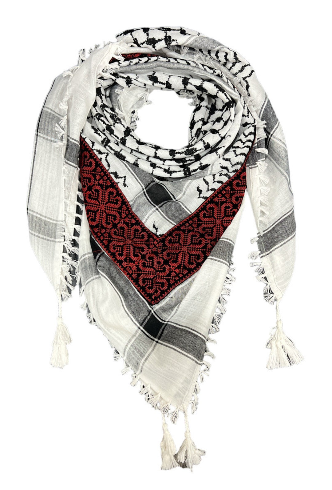 Kuffiyeh W/ Embroidered Side, Arafat, Palestine, 48x48 Woven on a ...