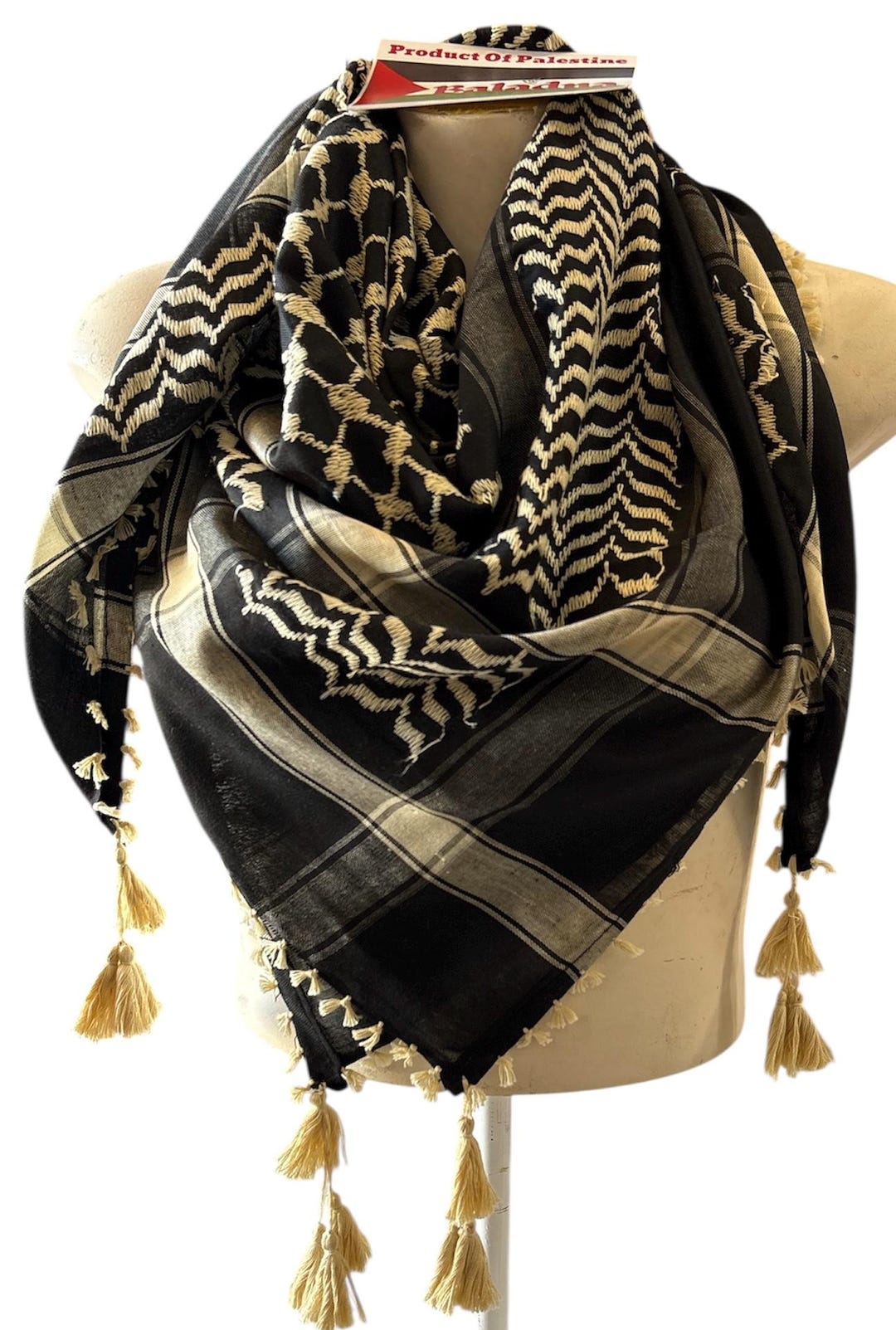 Woven Keffiyeh Cream on Black, Standard 48”x48” - Etsy