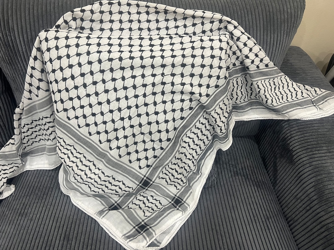 Woven Kufiya Scarf: Authentic Arafat Style, Made in Jordan (48”x48”) - Etsy