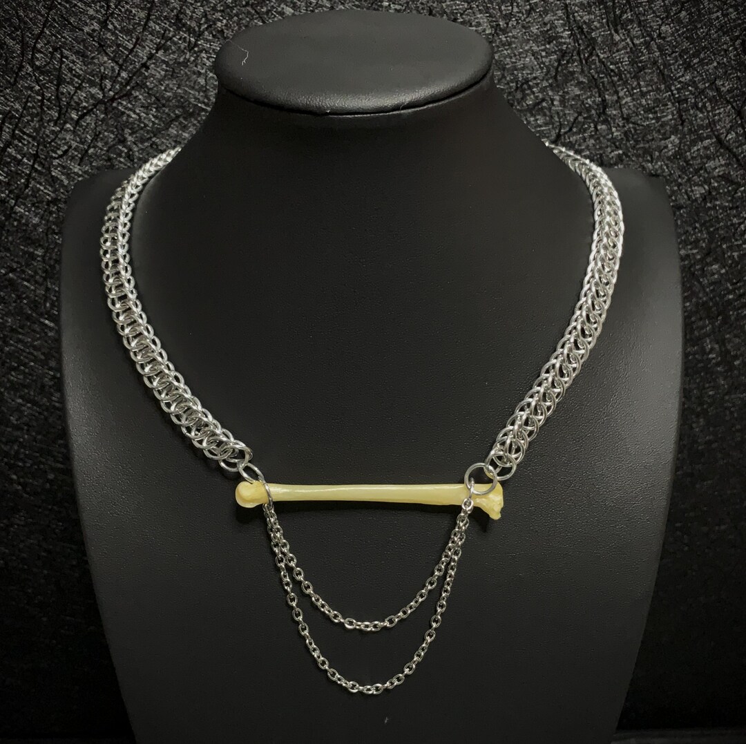 Red Fox Bone Chainmail Necklace: Gothic Statement Jewelry - Etsy