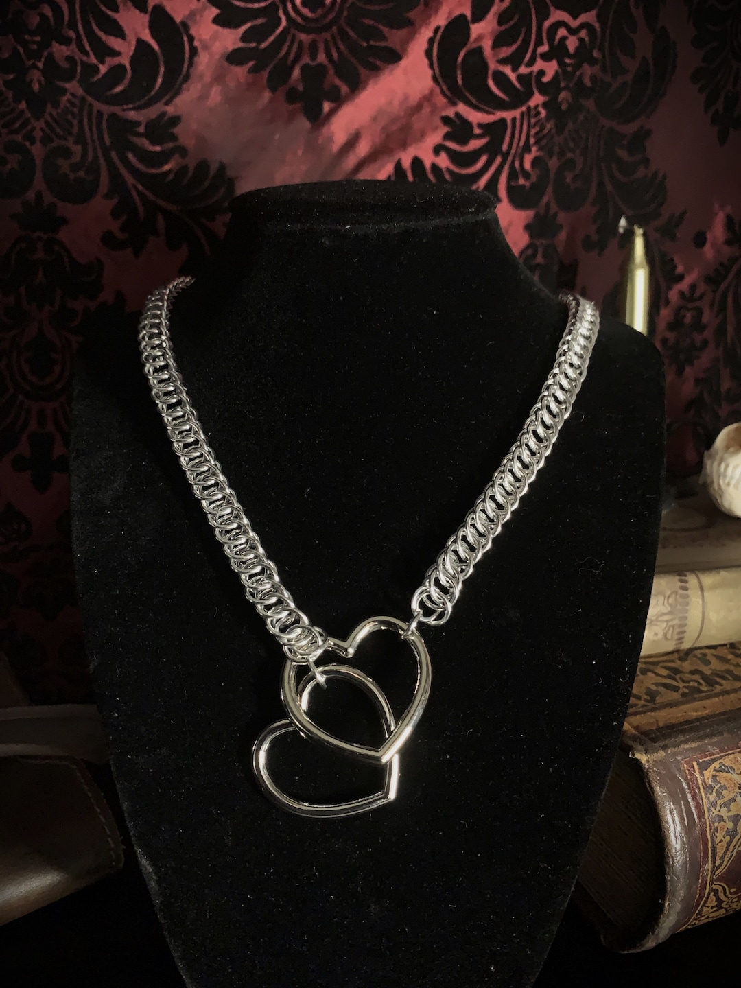 Slip Chain Necklace O Ring or Heart Ring - Handmade Chainmail Slip ...