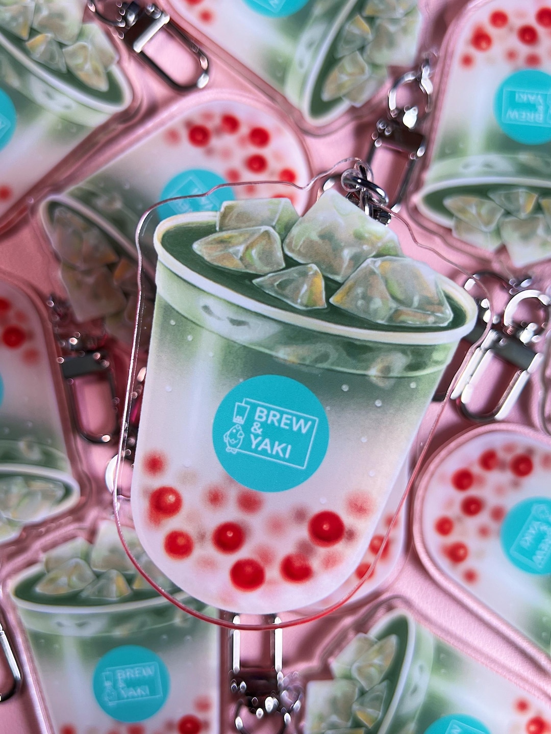 Brew & Yaki Merchandise - Matcha White Chocolate Milk Tea Keychain: Kawaii Acrylic Bag Charm - Etsy