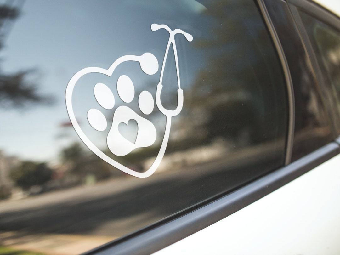 Paw Print Stethoscope Vinyl Decal, Vet Decal, Veterinarian Sticker ...