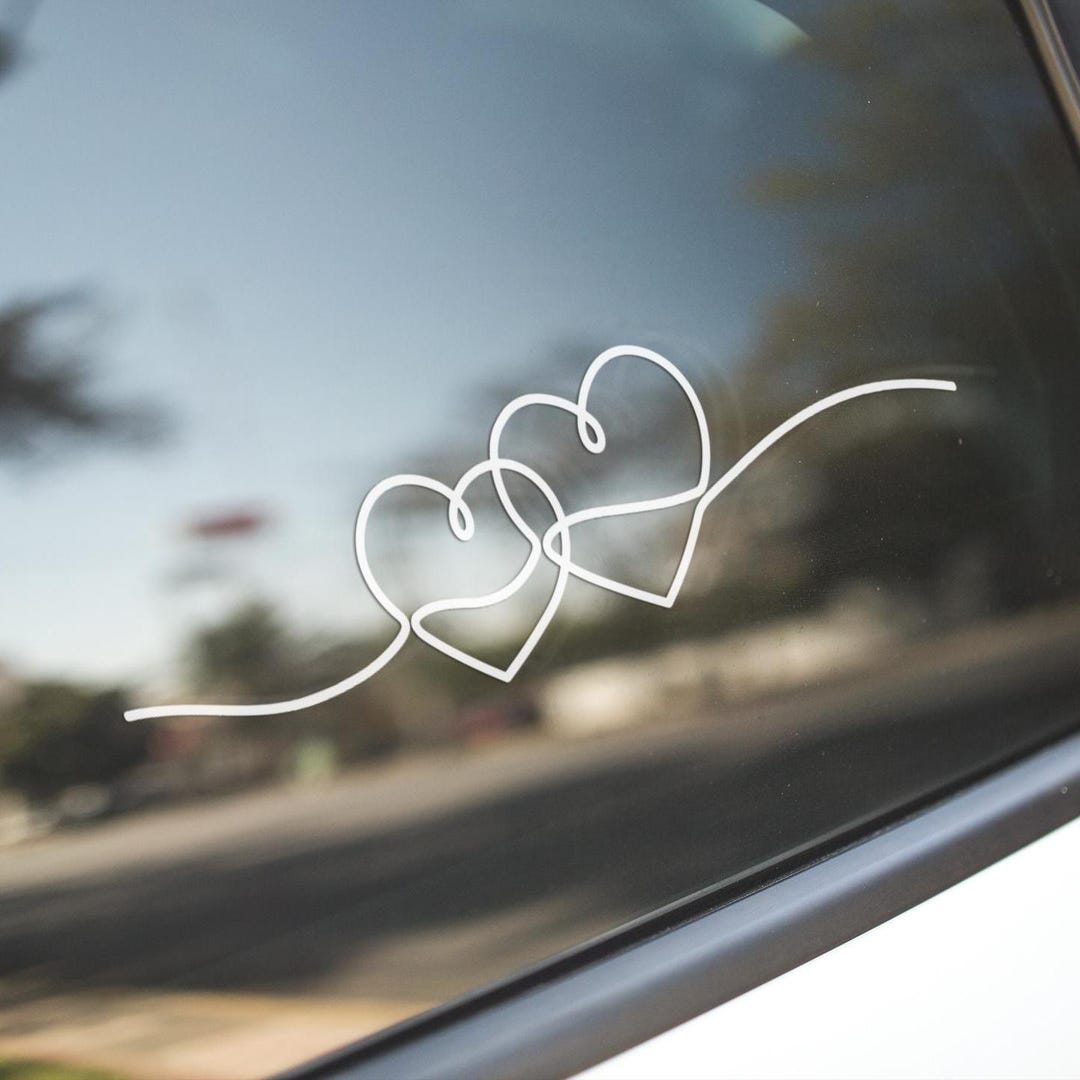Fine Line Hearts Vinyl Decal | Heart Car Window Decal - Etsy